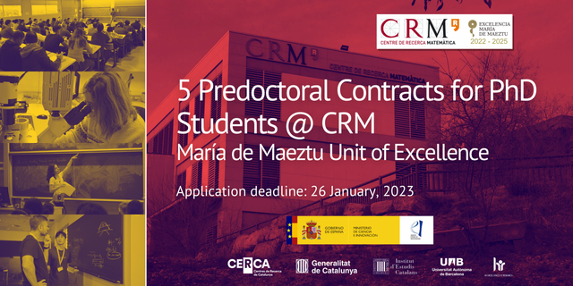 5 Predoctoral Contracts for PhD Students @ CRM | María de Maeztu Unit ...